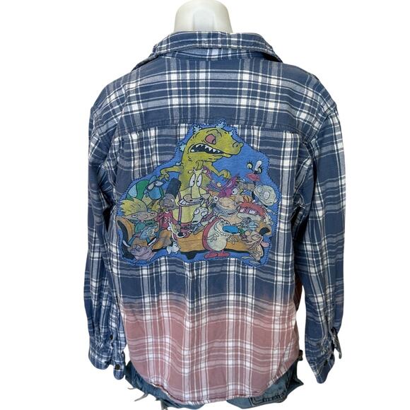 Cheekymontana | Tops | Nickelodeon 9s Cartoon Flannel Plaid Shirt Large ...